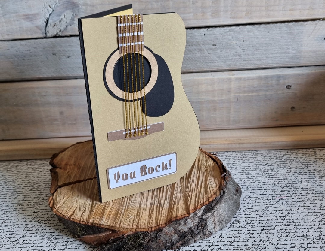 Guitar Birthday Card / Birthday Card / Handmade / Guitar Lover Birthday ...