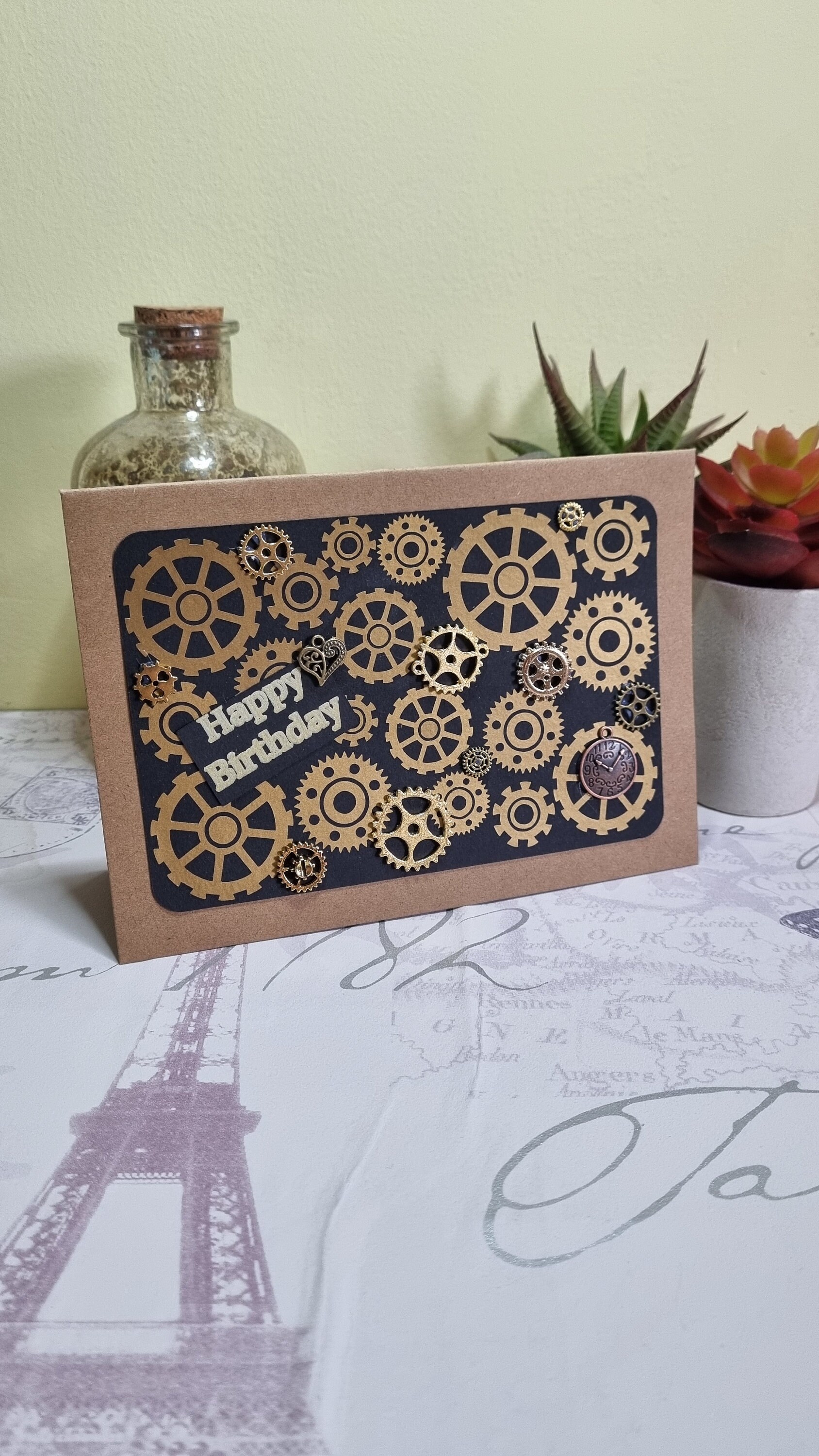 Steampunk Happy Birthday Card STEAMPUNK STYLE Handmade - Etsy