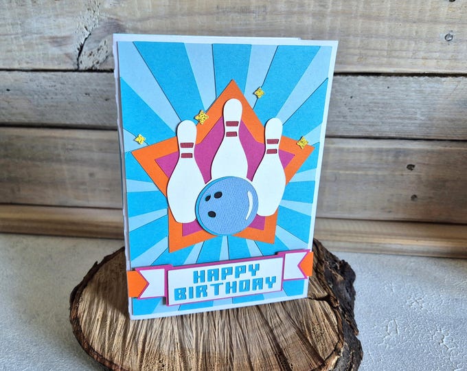 POP UP Birthday Card / Bowling Birthday Card / Bowling Pop up Card ...