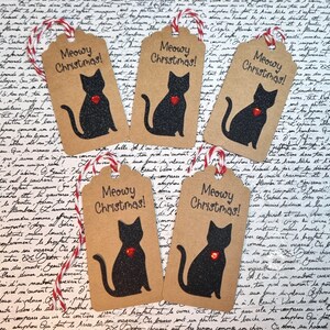 Set of 5 Meowy Christmas Cat Gift Tags / Christmas Cat Tags / Handmade ...