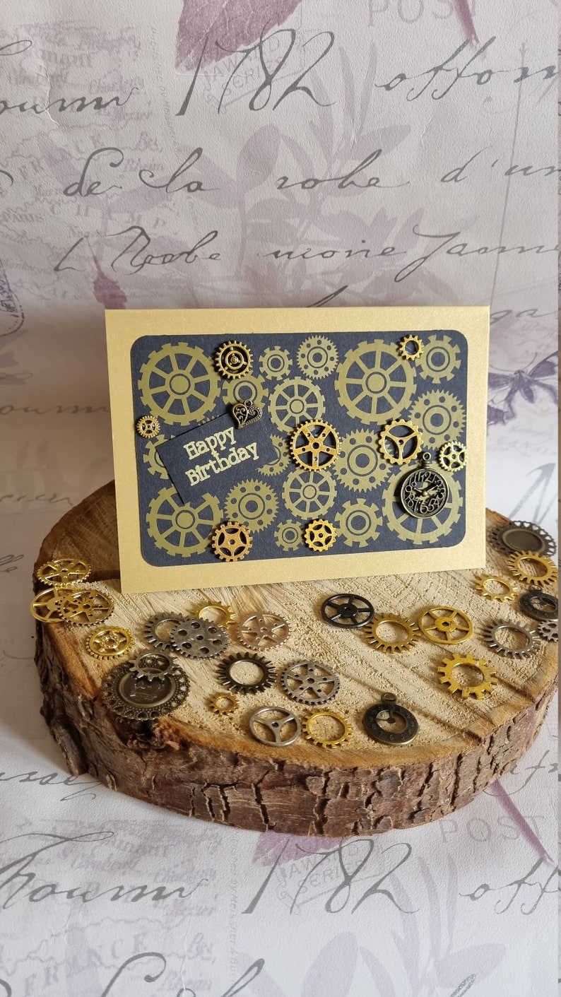Steampunk Happy Birthday Card STEAMPUNK STYLE Handmade - Etsy