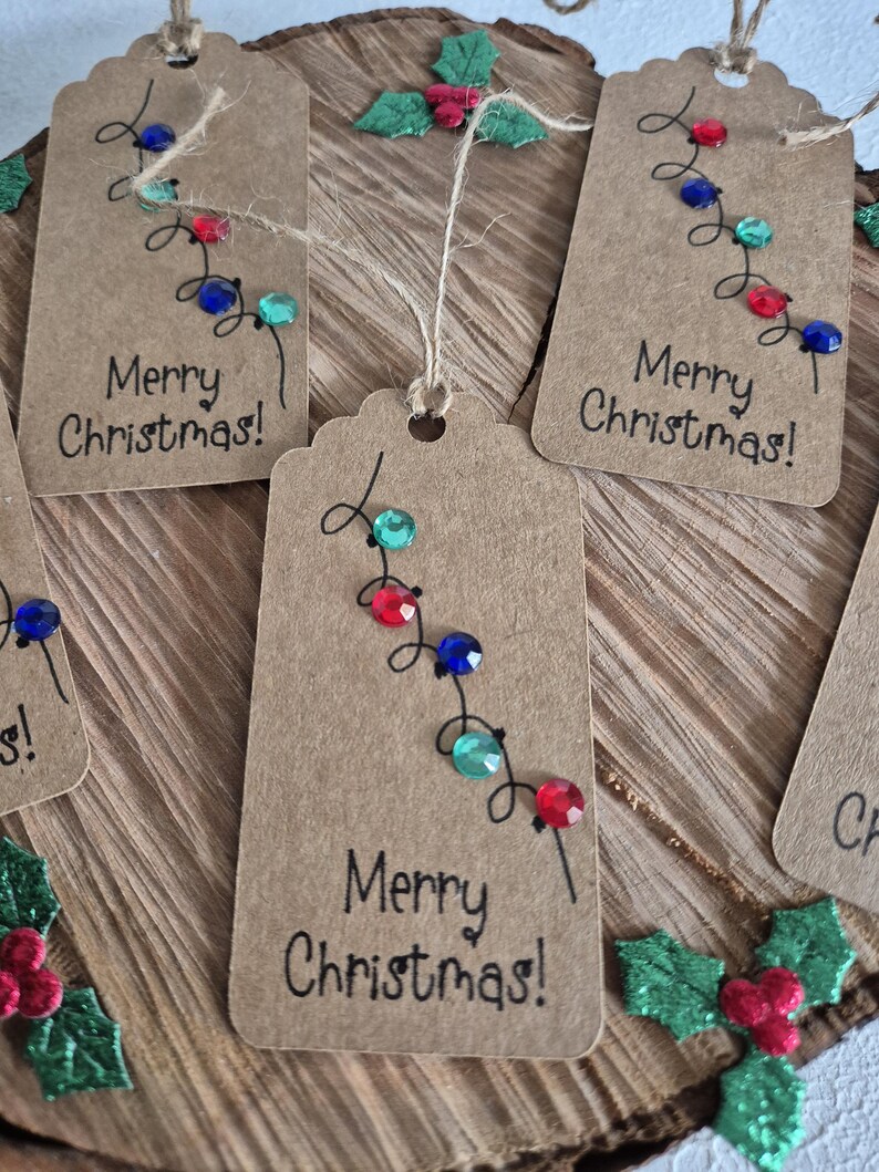 Set of 5 Christmas Lights Gift Tags / Handmade / Christmas Gift Tags ...