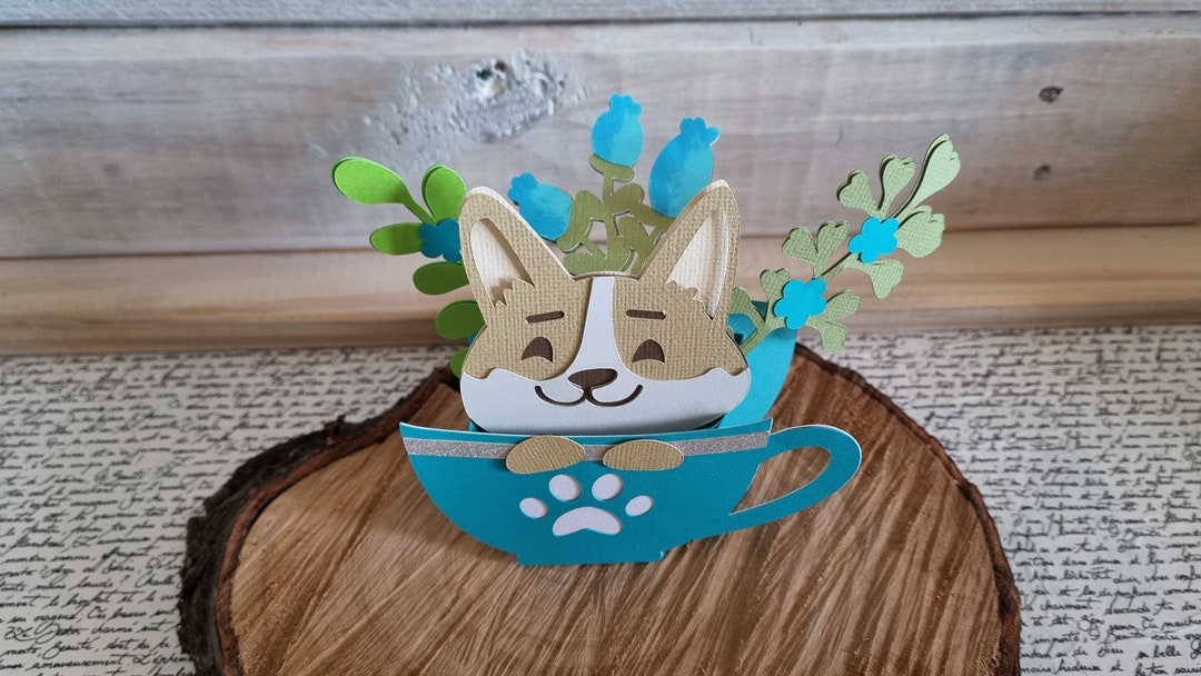 Dog in a Teacup Card / Birthday Card / Doggy Card / Handmade / Teacup ...