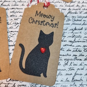Set of 5 Meowy Christmas Cat Gift Tags / Christmas Cat Tags / Handmade ...