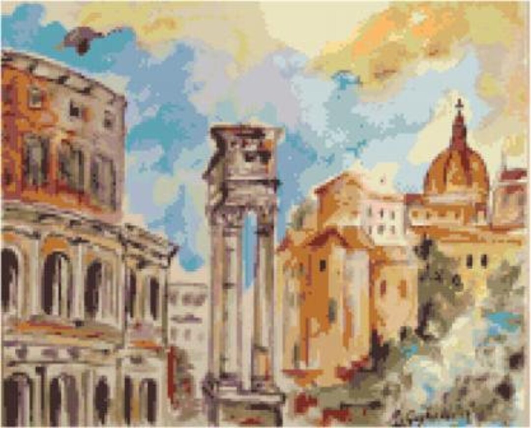 The Colosseum Cross Stitch Chart - Etsy