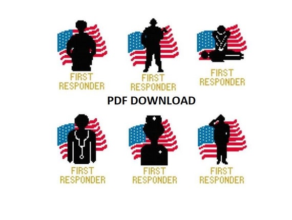 First Responder Greeting Card PDF Cross Stitch Charts | Etsy