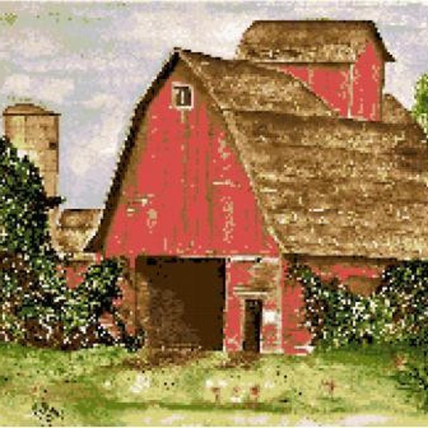 Red Barn Cross Stitch - Etsy