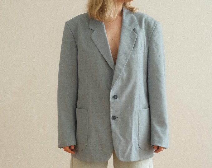 Blue Vintage Blazer by BOSAKA, Upcycled Wool Jacket, Blue Mens Blazer ...