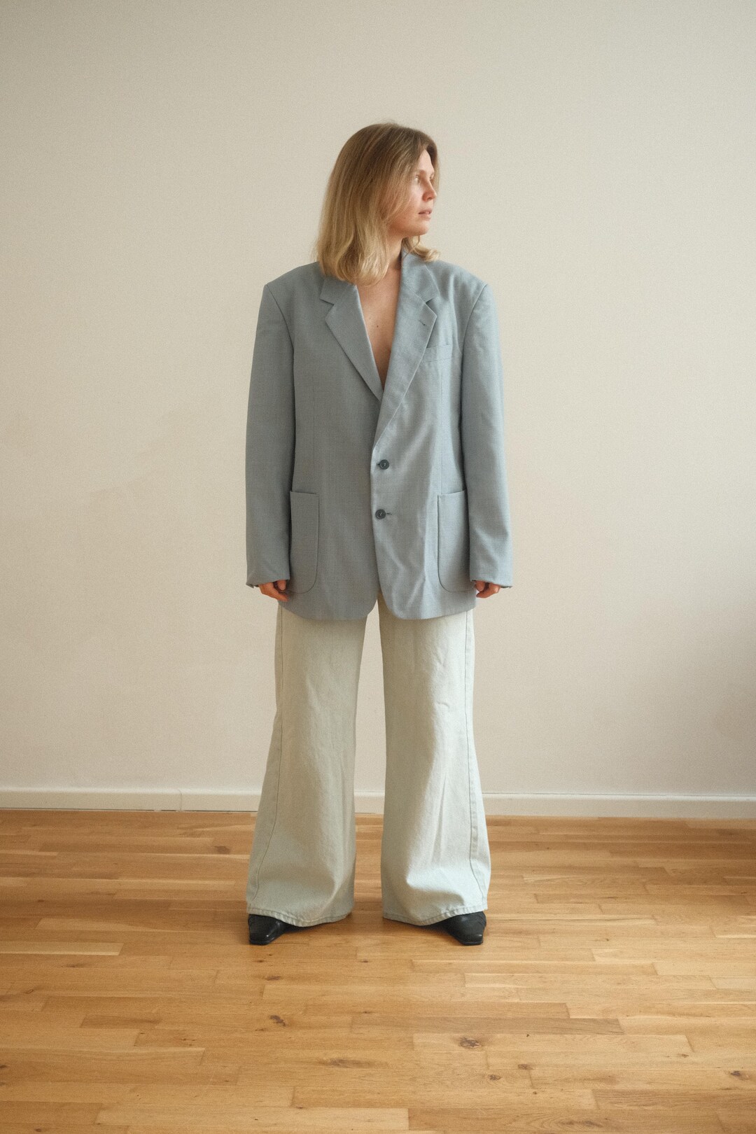 Blue Vintage Blazer by BOSAKA, Upcycled Wool Jacket, Blue Mens Blazer ...