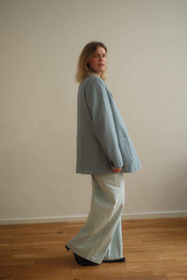 Blue Vintage Blazer by BOSAKA, Upcycled Wool Jacket, Blue Mens Blazer ...