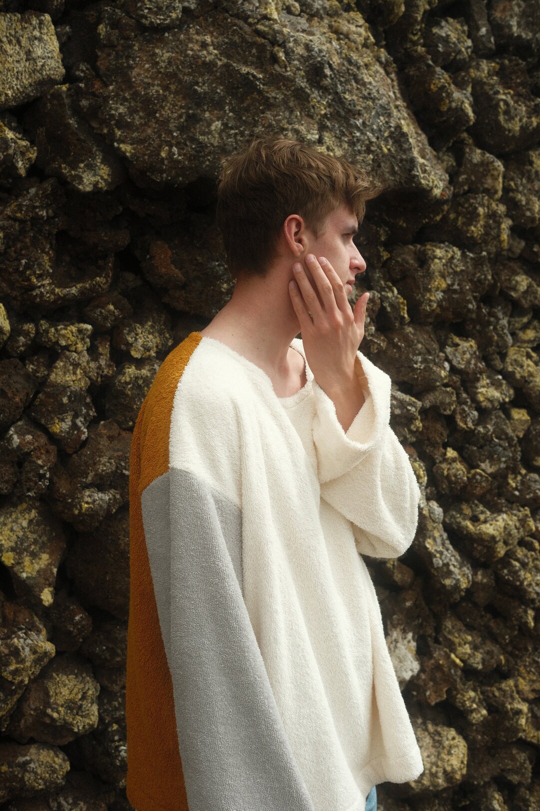 Cozy Men's Pullover, Oversized Terry Sweater, Large Sweater for Men ...