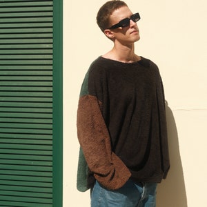 Cozy Men's Pullover, Oversized Terry Sweater, Large Sweater for Men, Cotton Terry Sweatshirt ...