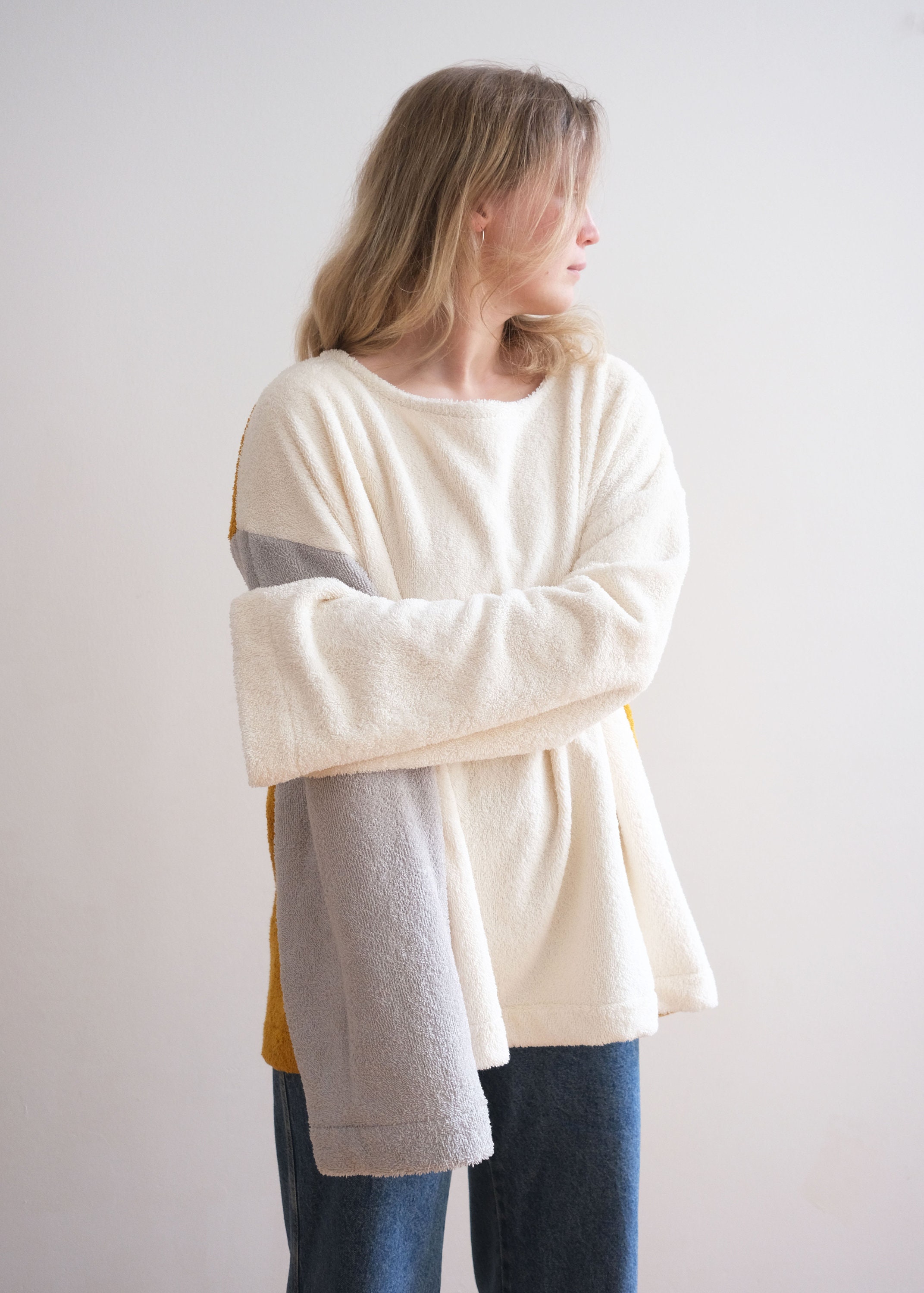 Oversized Terry Sweater, Big Terry Coth Sweater, Aesthetic Vintage ...