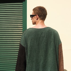 Cozy Men's Pullover, Oversized Terry Sweater, Large Sweater for Men, Cotton Terry Sweatshirt ...