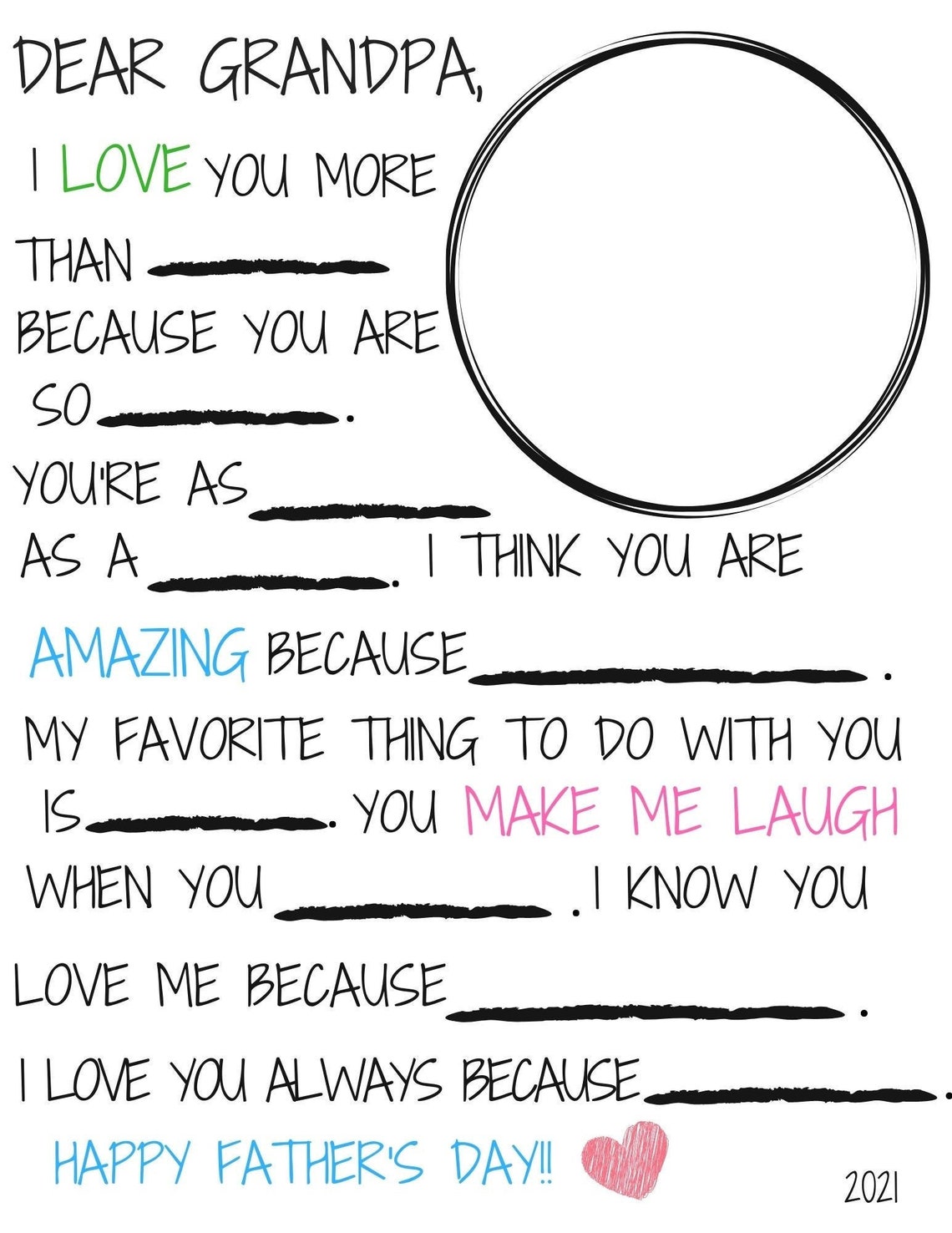 Father's Day Grandpa Printable Instant Download | Etsy