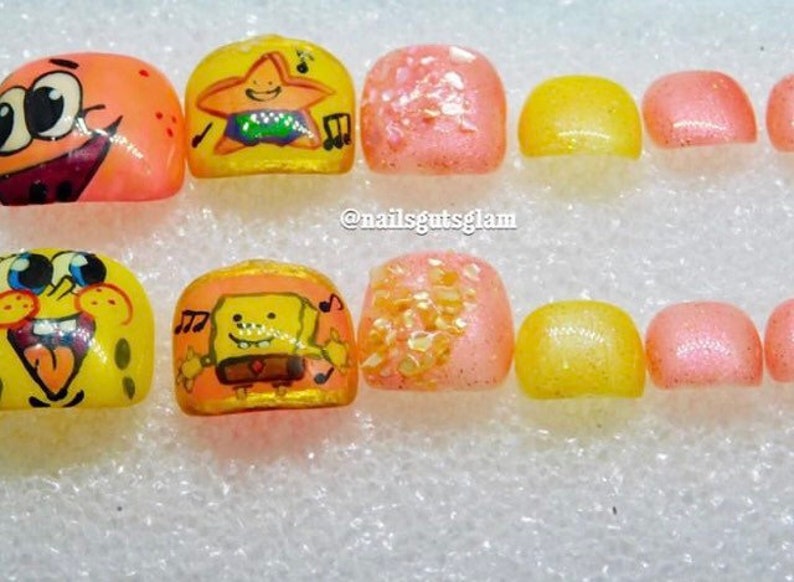 Spongebob and Patrick Best Friends Forever Inspired Nails - Etsy
