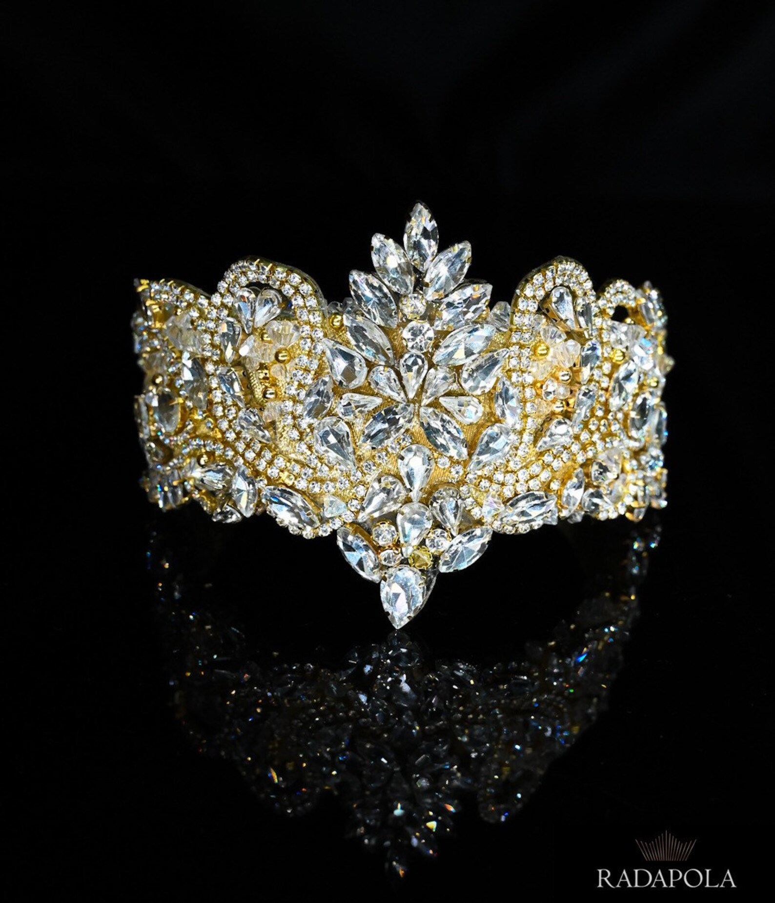 Gold Bridal Rhinestone Tiara, Cleopatra Headdress, Goddess Crown - Etsy
