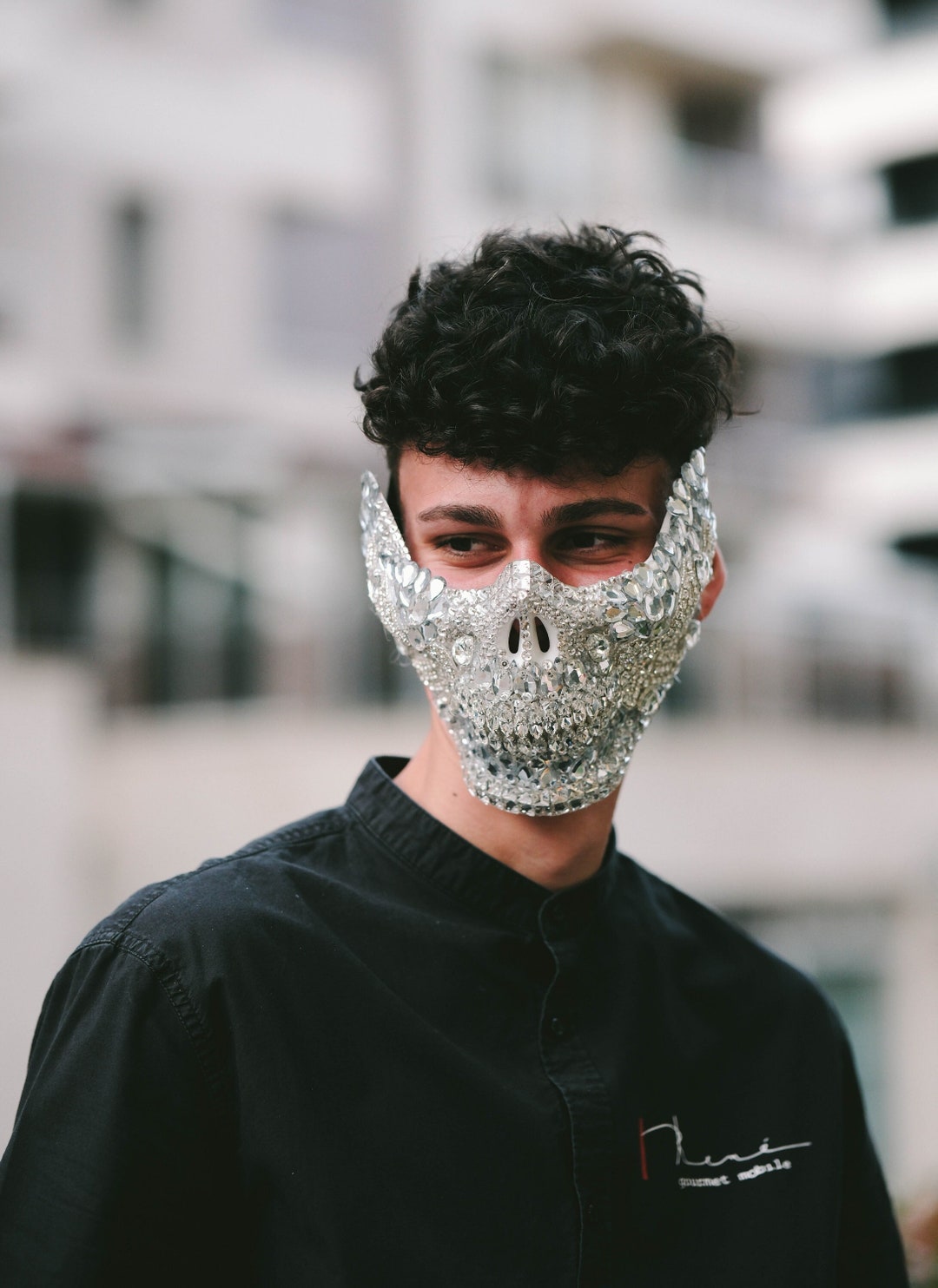 Rhinestone Scull Mask. Skeleton Mask Burning Man Outfit. Rave Mask ...