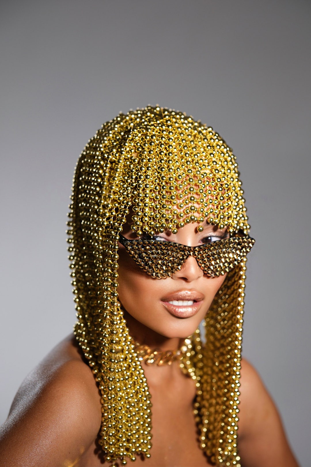 Gold Pearl Wig Cleopatra Headpiece. Burlesque Cosplay Wig for Goddess ...