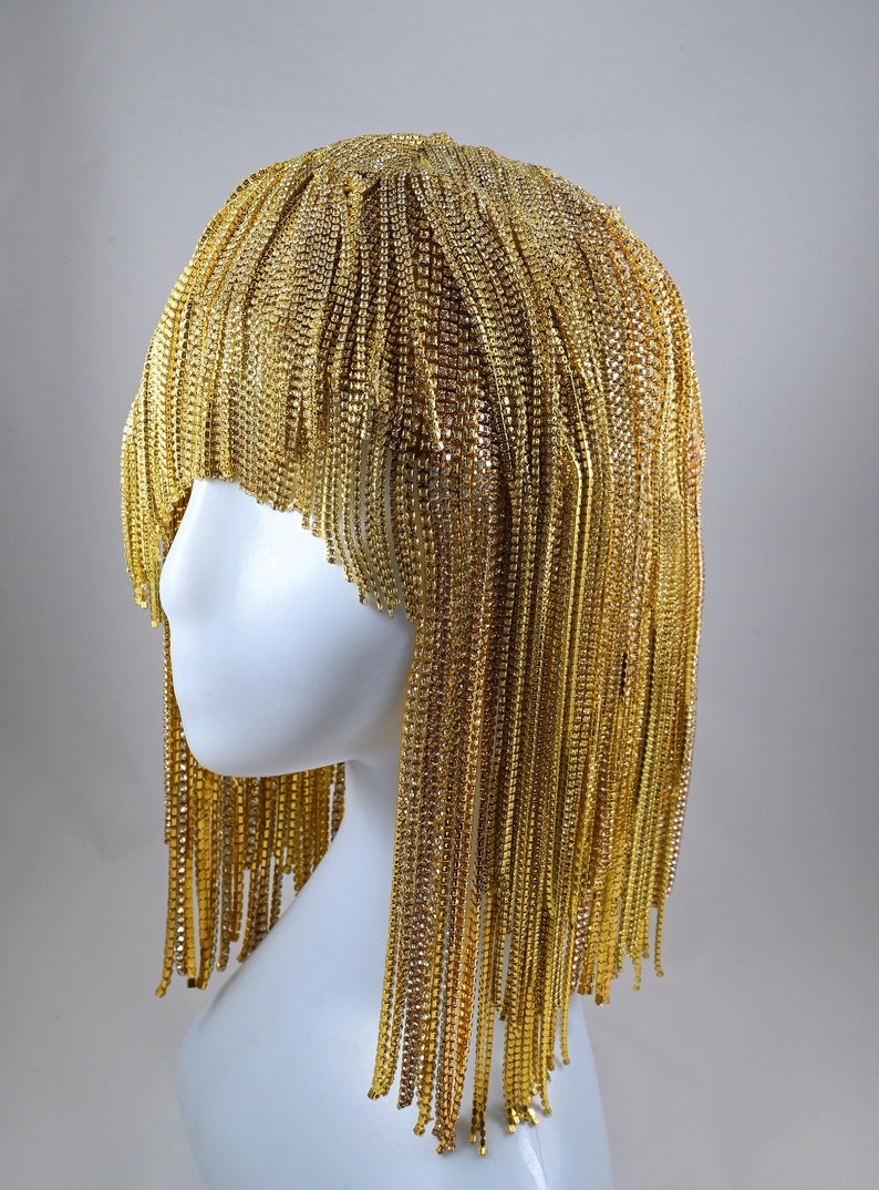 Cleopatra Headpiece Rhinestone Wig. Gold Chain of the Egyptian - Etsy