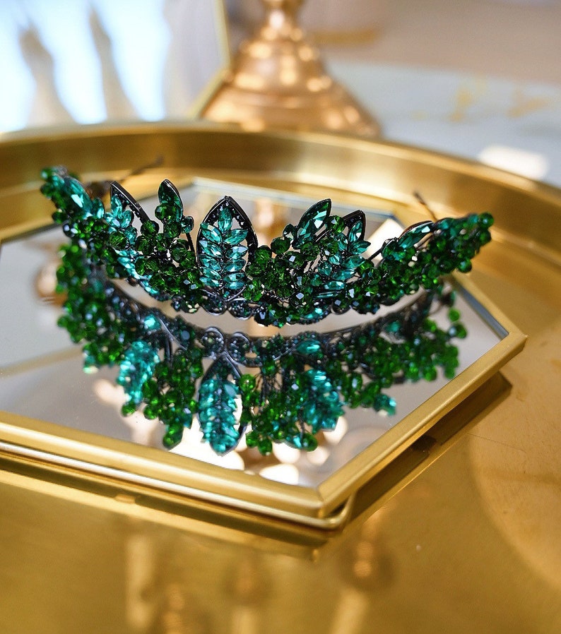Emerald Green Crystal Crown Mermaid Crown Woodland - Etsy