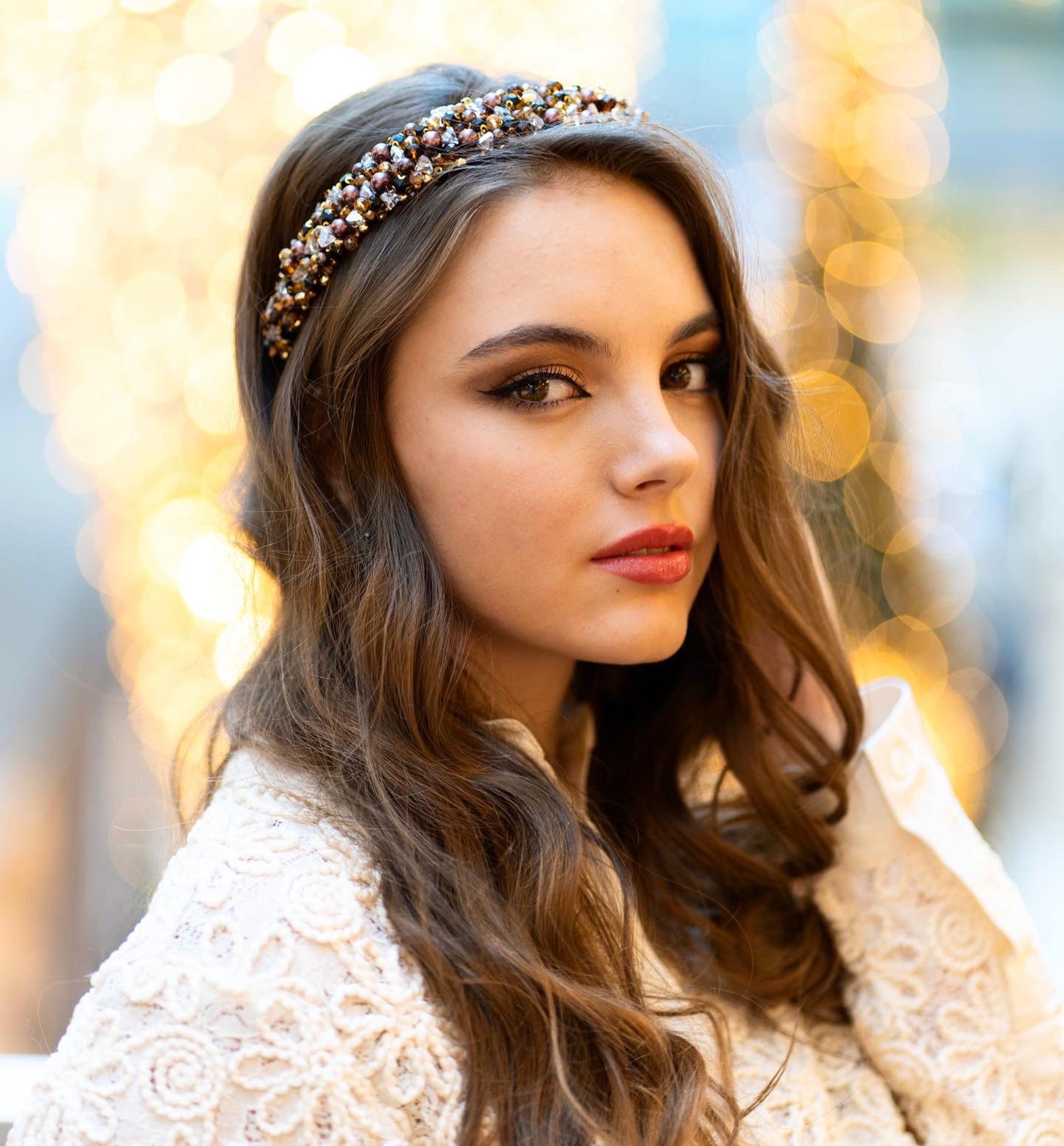 Bronze Tiara Headband Bronze Bridal Crown Brown Pearl - Etsy