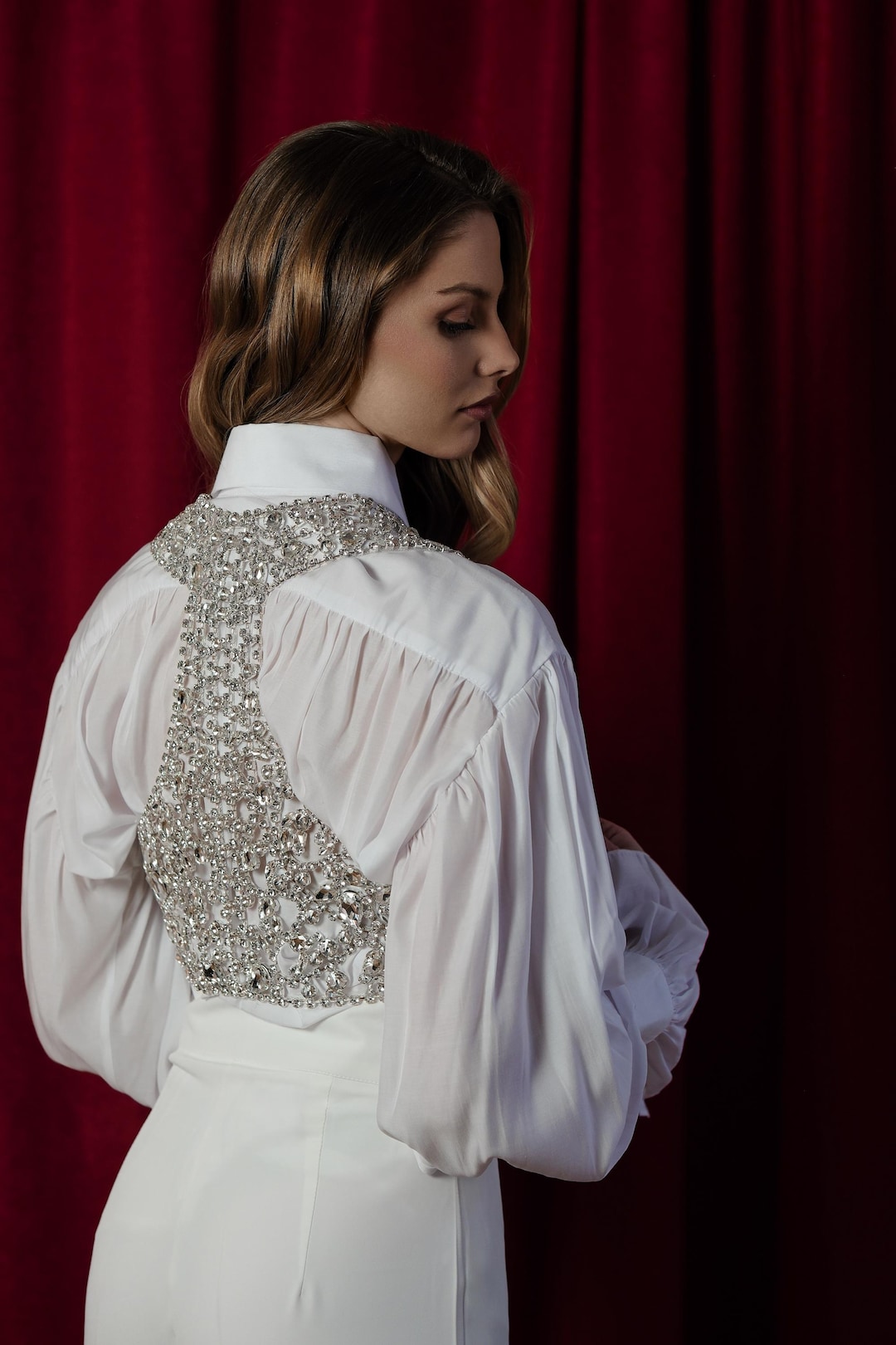 Silver Rhinestone Shrug Vest, Festival Concert Outfit With Swarovski ...