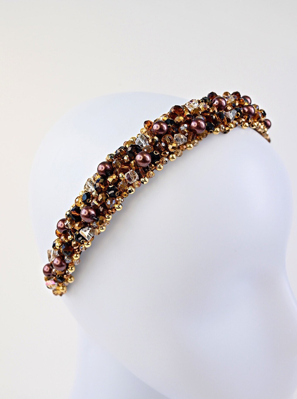 Bronze Tiara Headband Bronze Bridal Crown Brown Pearl - Etsy