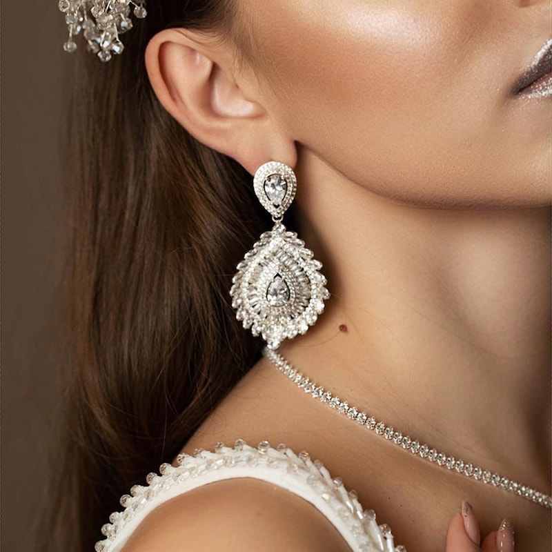 Rhinestone Earrings - Etsy