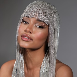 Silver Wig. Rhinestone Headpiece Cleopatra Wig, Cosplay Wig Burning Man ...