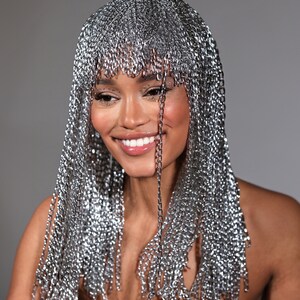 Silver Chain Wig Headdress: Burning Man, Rave, Cosplay Costume - Etsy