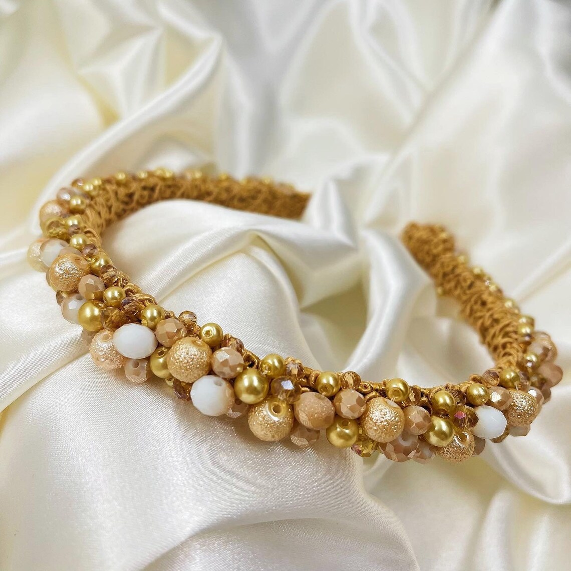 Gold Pearl Tiara Headband Gold Headpiece Bejeweled Headband - Etsy