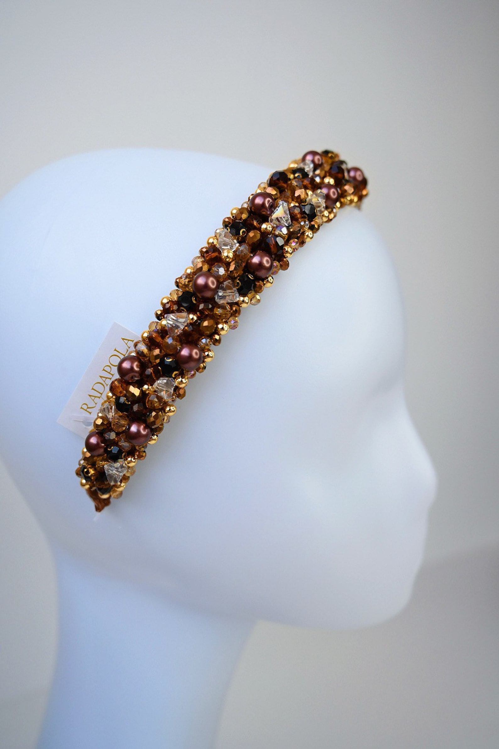 Bronze Tiara Headband Bronze Bridal Crown Brown Pearl - Etsy