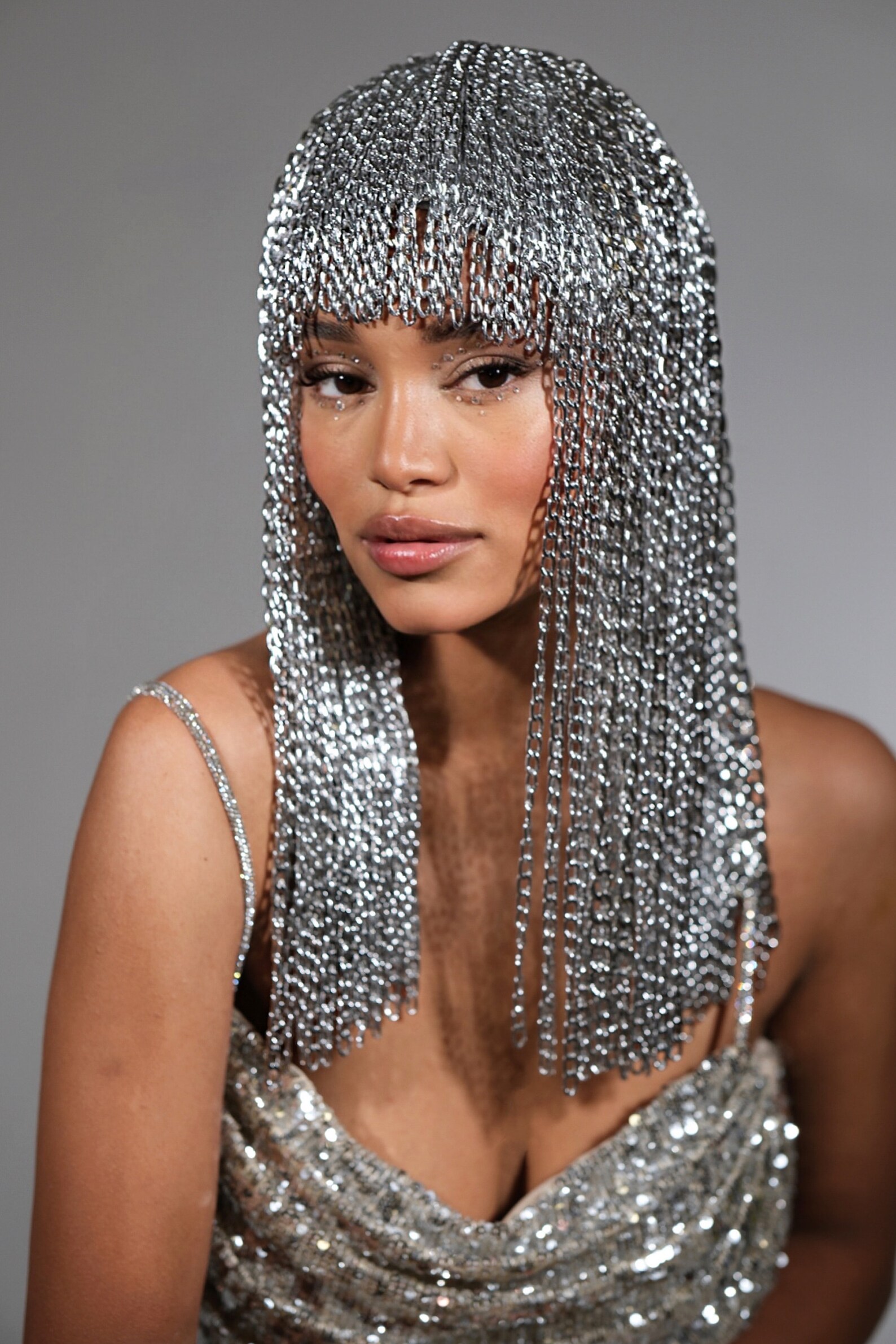 Metal Silver Wig Head Chain Headpiece. Burning Man Cosplay Wig Festival ...