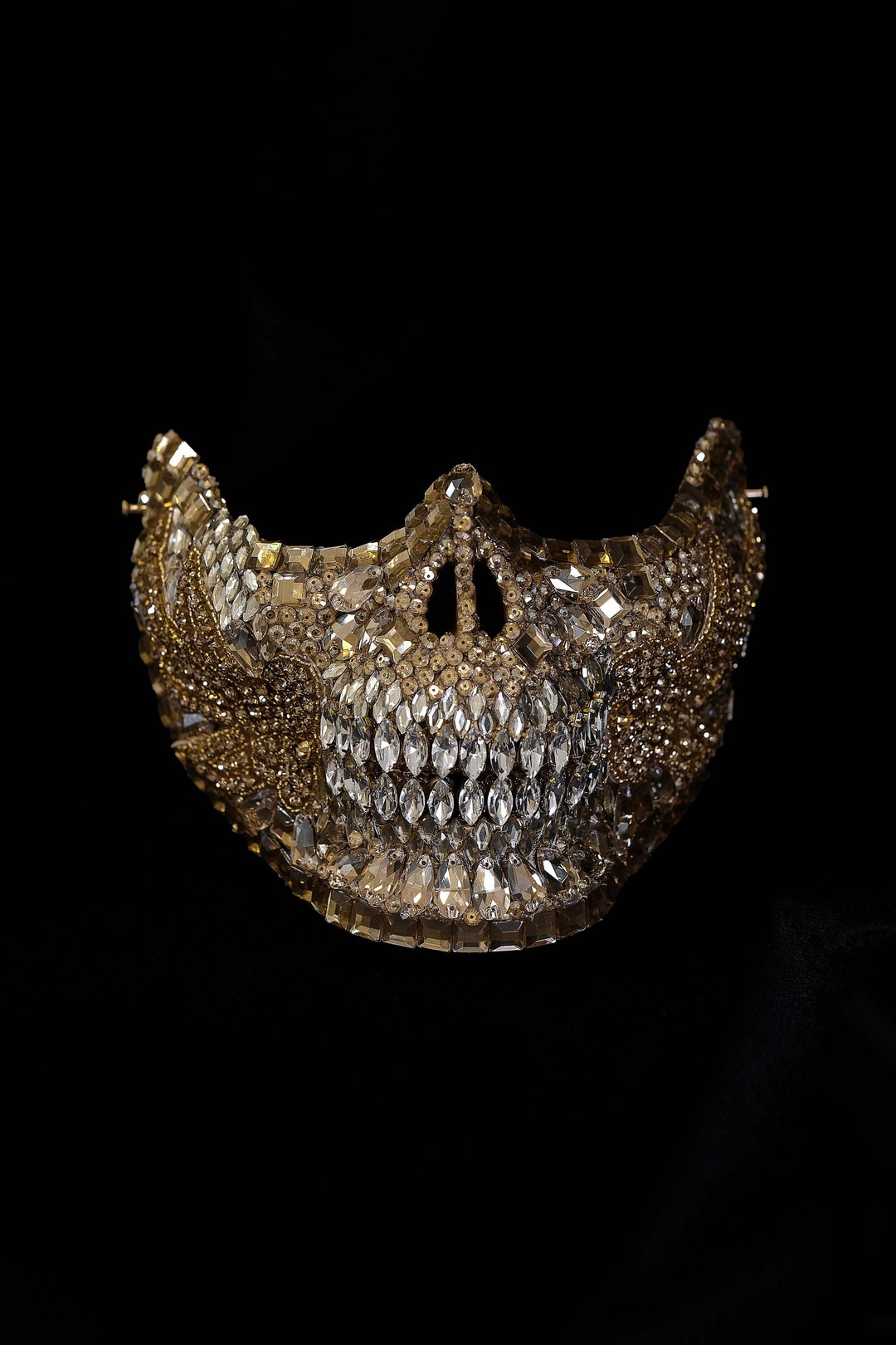 Gold Scull Mask,rhinestone Cosplay Mask. Skeleton Costume. Burning Man ...
