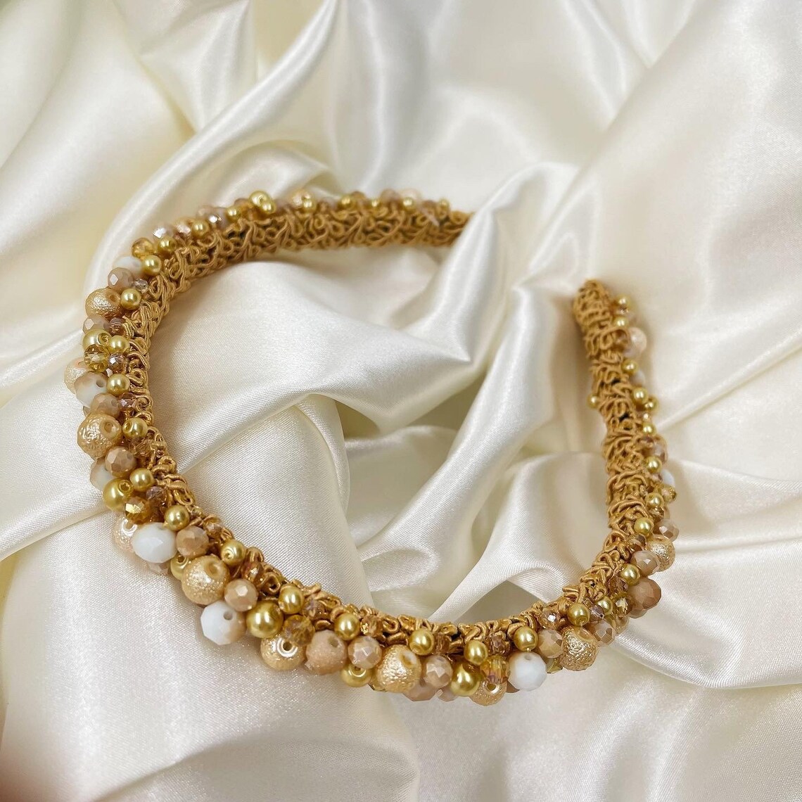 Gold Pearl Tiara Headband Gold Headpiece Bejeweled Headband - Etsy