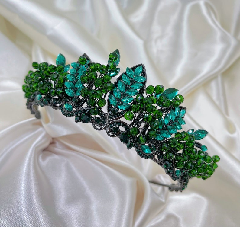 Emerald Green Crystal Crown Mermaid Crown Woodland - Etsy