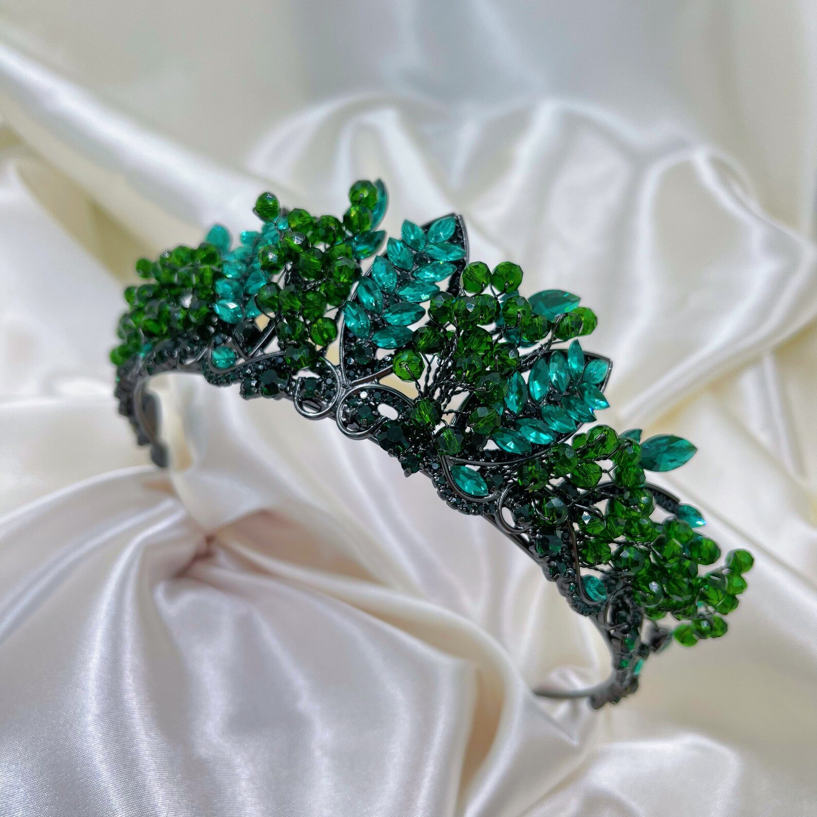 Emerald Green Crystal Crown Mermaid Crown Woodland - Etsy