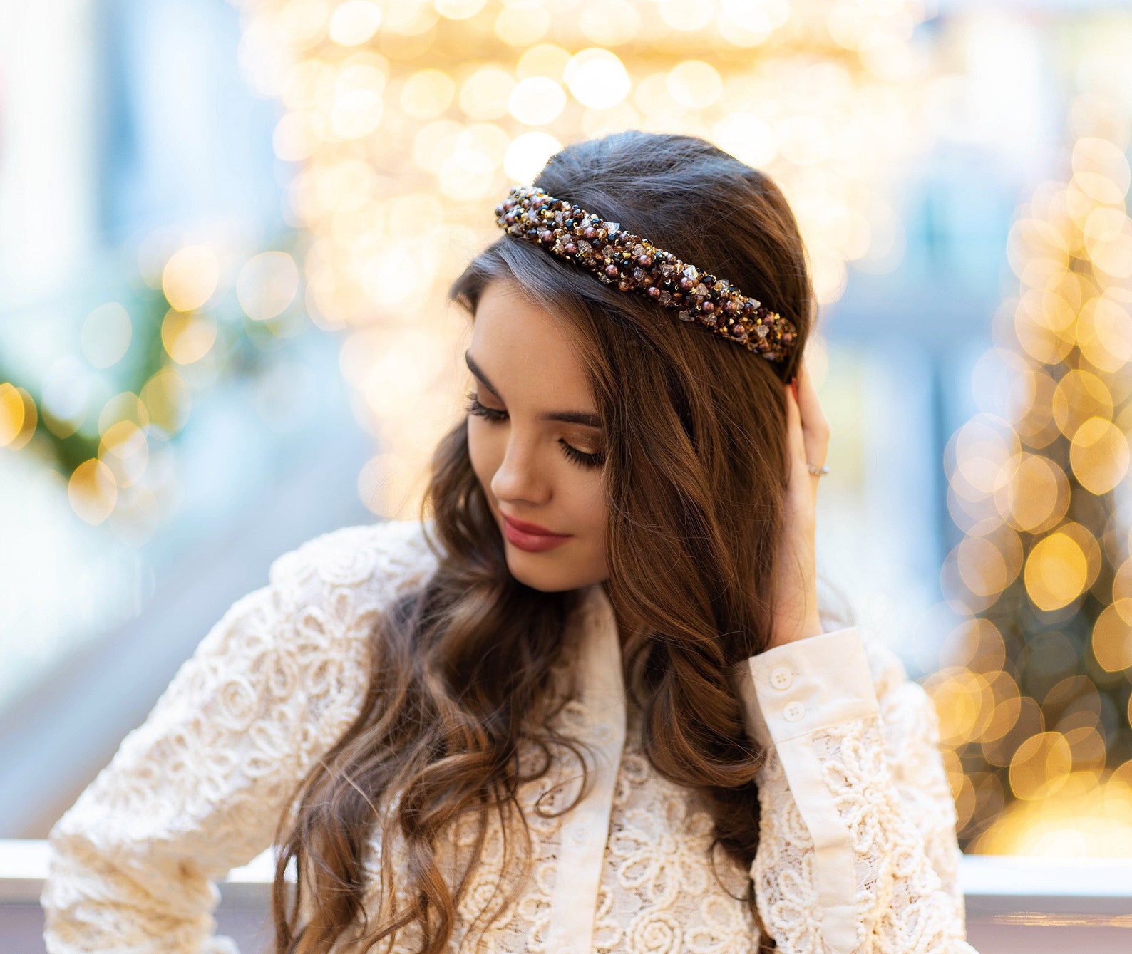 Bronze Tiara Headband Bronze Bridal Crown Brown Pearl - Etsy