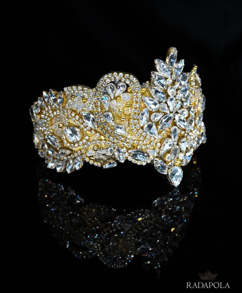 Royal Tiara Crown, Cleopatra Headpiece, Gold Bridal Tiara, Teardrop ...