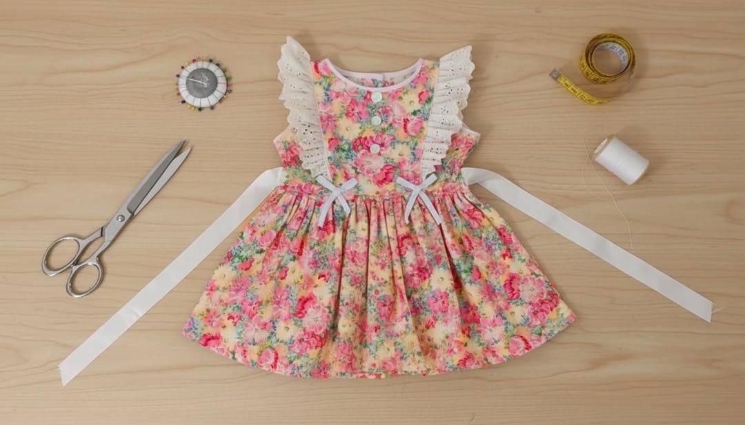 Baby Frock Sewing Pattern Measurement Based: Round Yoke Dress, Video ...