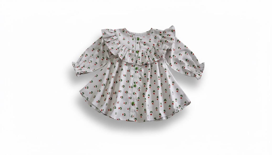 Baby Frock Design Sewing Pattern Guide With Cutout: Round Yoke Dress ...