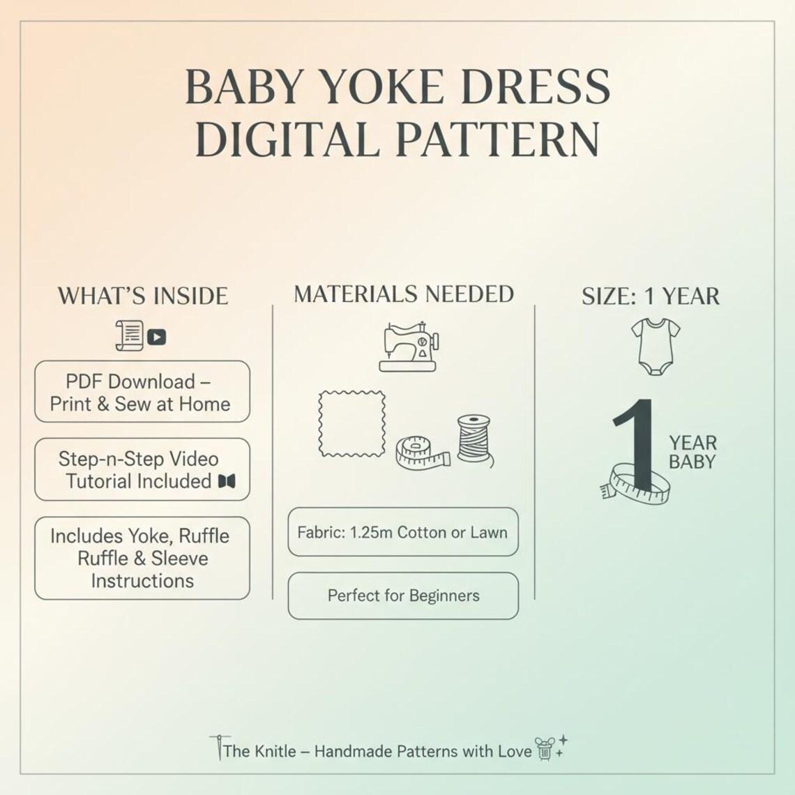 Baby Frock Design Sewing Pattern Guide With Cutout: Round Yoke Dress ...