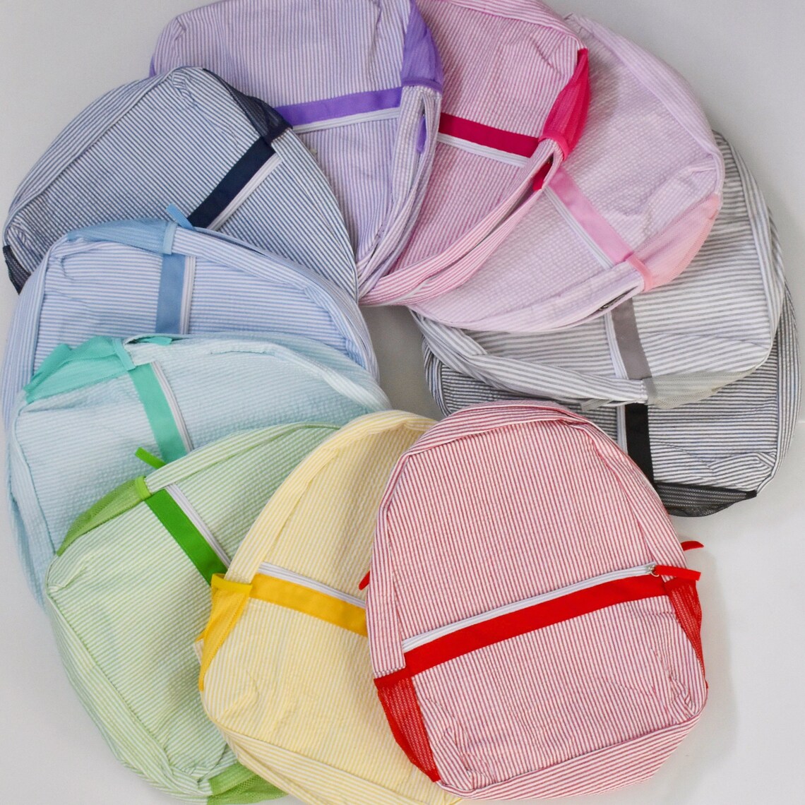 Monogrammed Seersucker Backpack Seersucker School Bag - Etsy