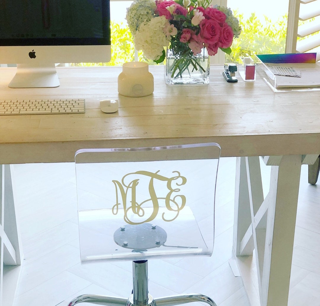 Acrylic Chair Monogram - Ghost Chair Monogram - Vinyl Chair Decal ...