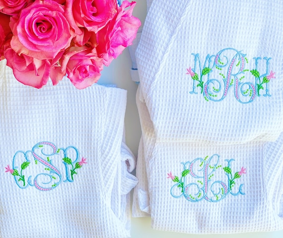 Monogrammed Waffle Robe Bridesmaid Robes Monogrammed Robe | Etsy