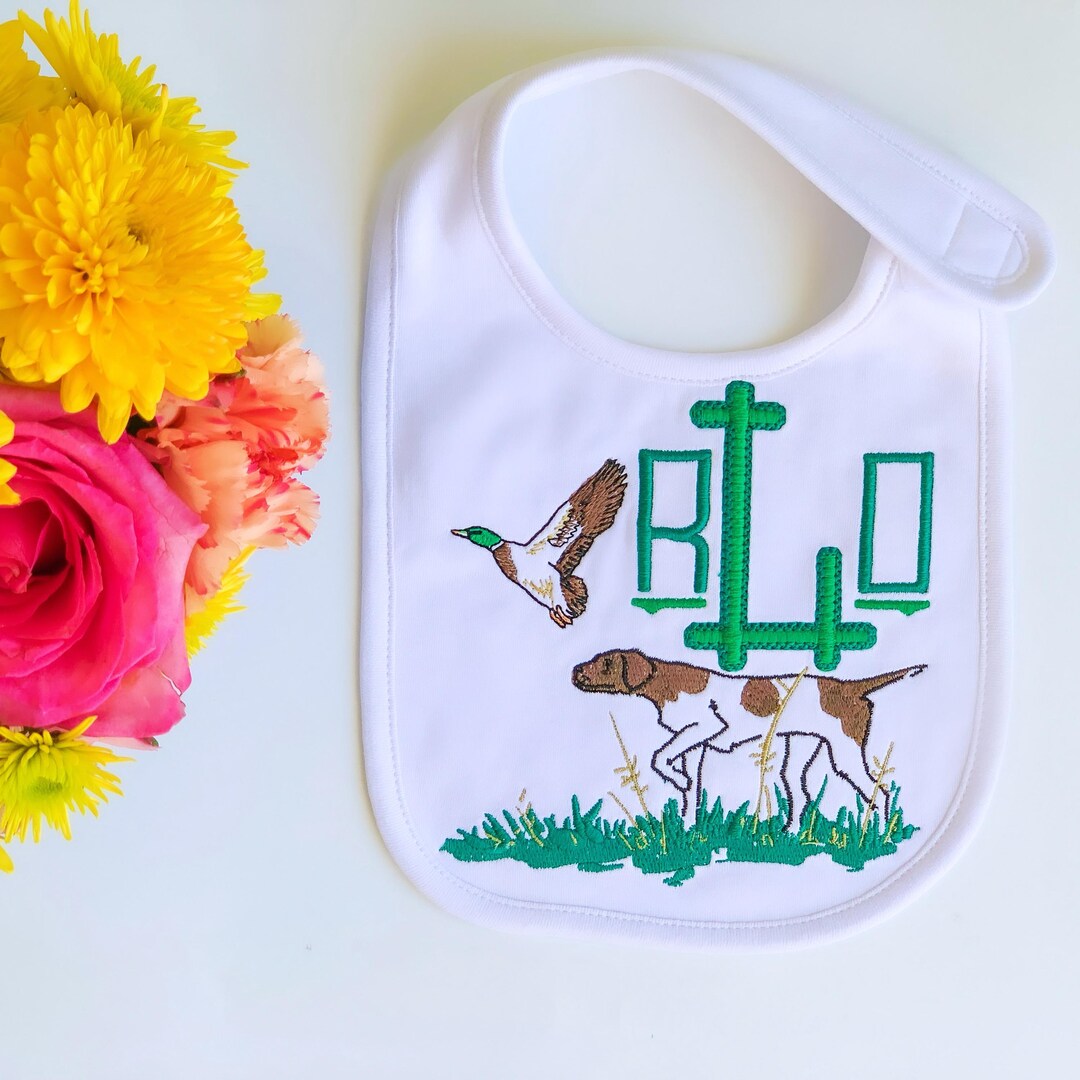Monogrammed Baby Boy Bib, Duck Hunting, Personalized Bib, Baby Shower ...