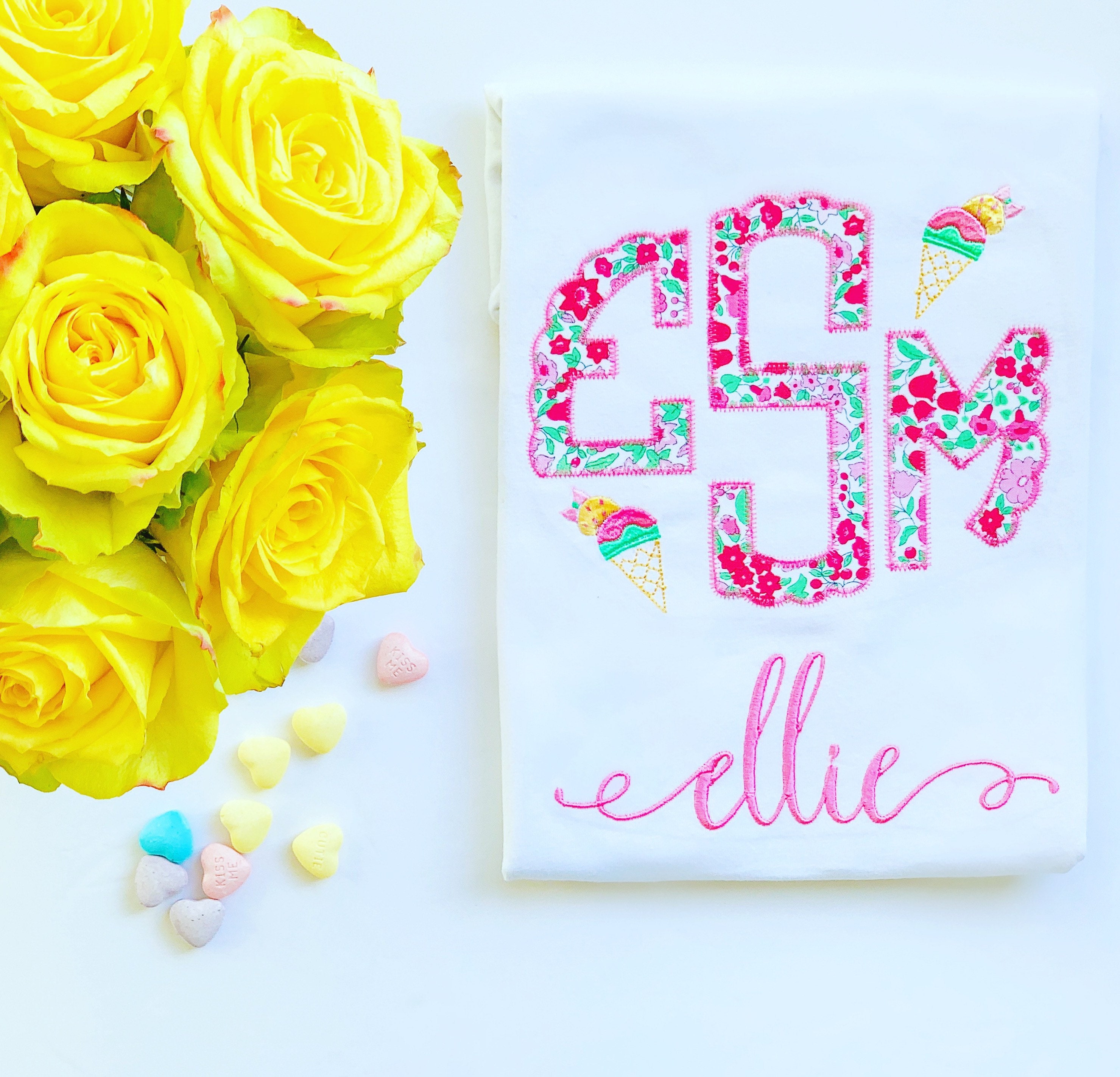 Girls Monogrammed Day Shirt Appliqué Spring Summer - Etsy