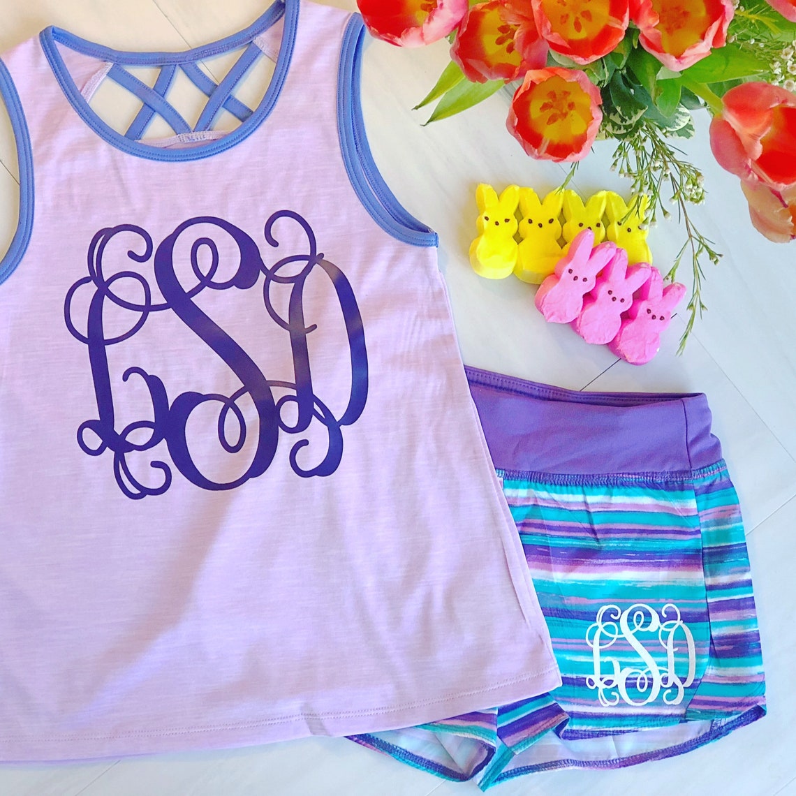 Girls Monogram Tank Top - Cute Tank Top - Monogram Tank - Kids Monogram ...