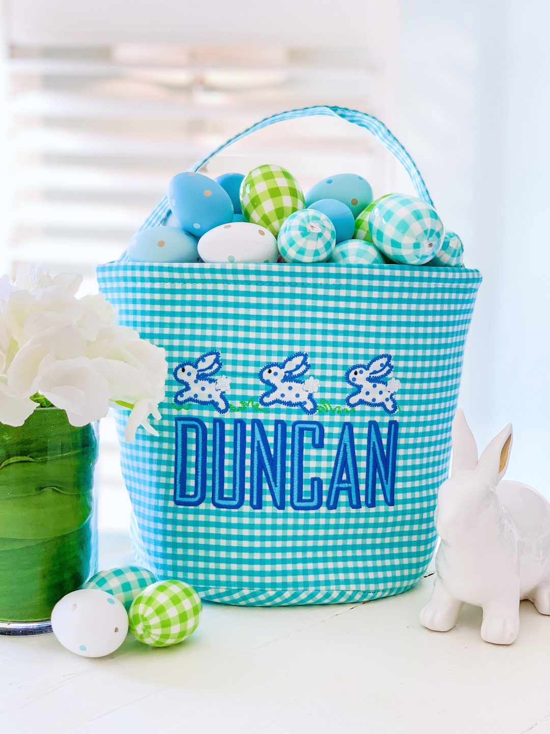 Monogrammed Easter Basket, Personalized Easter Basket, Embroidered ...